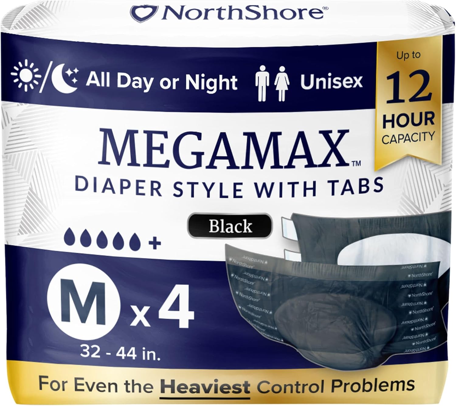 Amazon.com: NorthShore MegaMax Adult Overnight Diapers, 12-Hour Tab ...