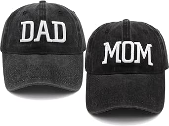 Amazon.com: Mom and Dad Hats Fathers Day Mom Dad Gifts Hat Embroidered ...