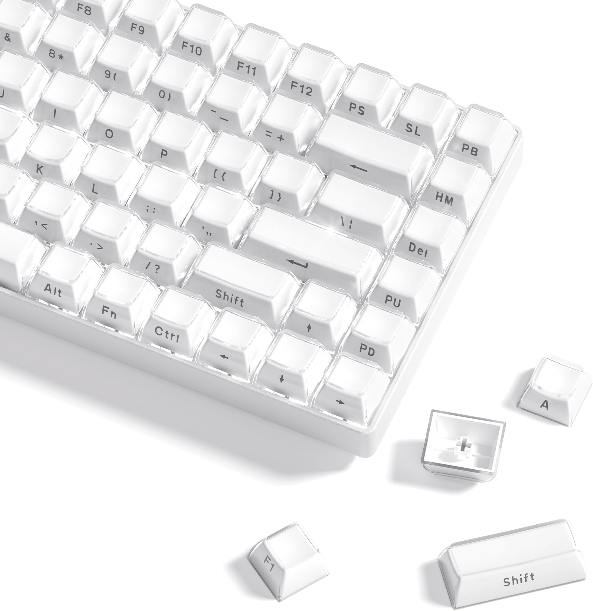 Amazon.com: SUEHIODHY Crystal Jelly Keycaps, White Custom Translucent ...