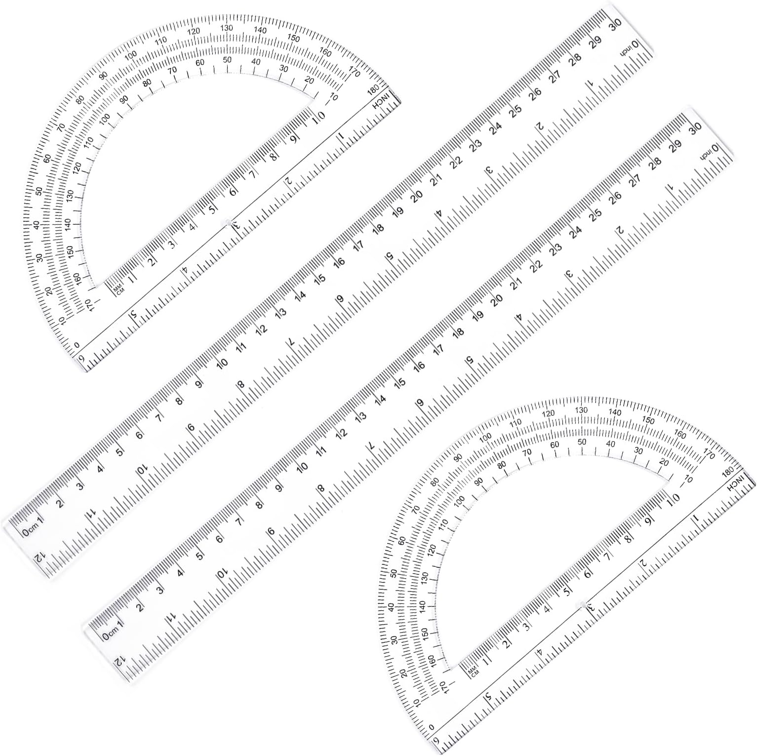 Amazon.com : Protractor and Ruler Set, 2 Packs Ruler 12 Inch Math ...