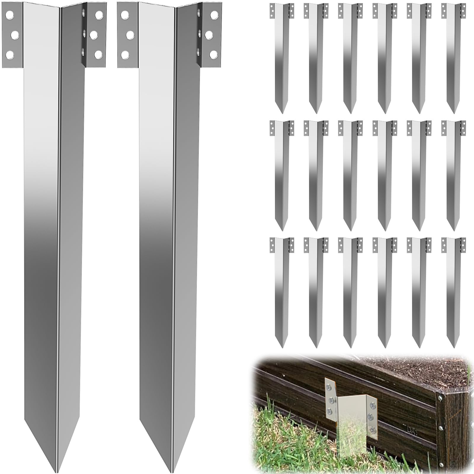 Snapklik.com : 20 Pack Fixing Peg Timber, Heavy Duty Sleeper Stakes ...
