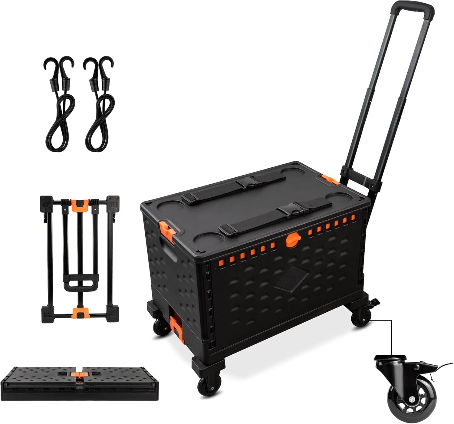 Amazon.com: YEEKORO Foldable Utility Cart with Collapsible Crate ...
