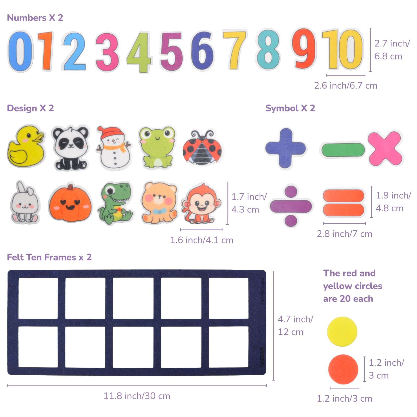 Snapklik.com : CHEFAN Felt Ten-Frame Set Math Manipulative Counter For ...