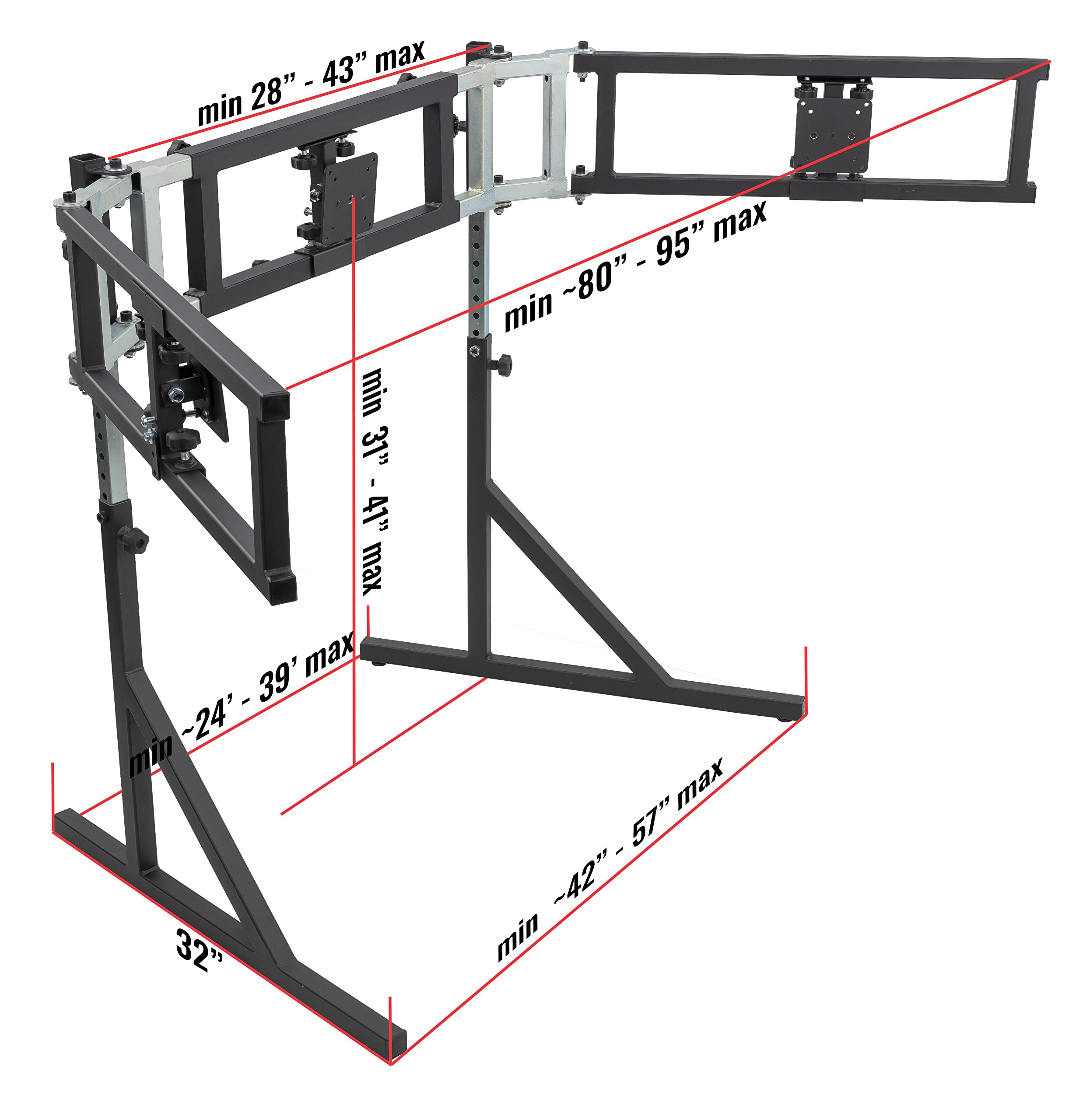 SimFab Triple Monitor Stand for Racing and Flight Simulators Model LD ...