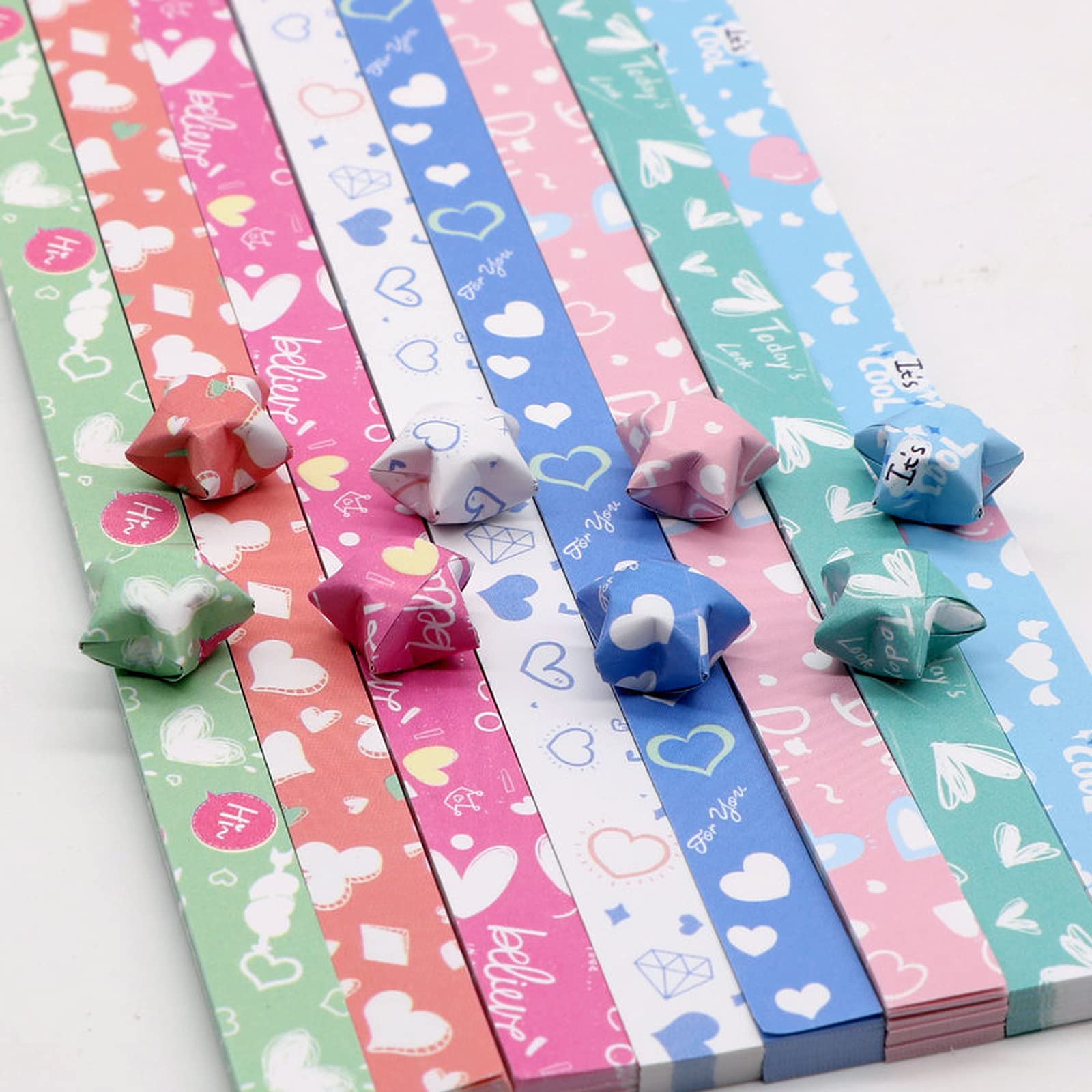 Origami Star Paper Strips Cute,Teniinet 540 Sheets 8 Colors Lucky Star ...