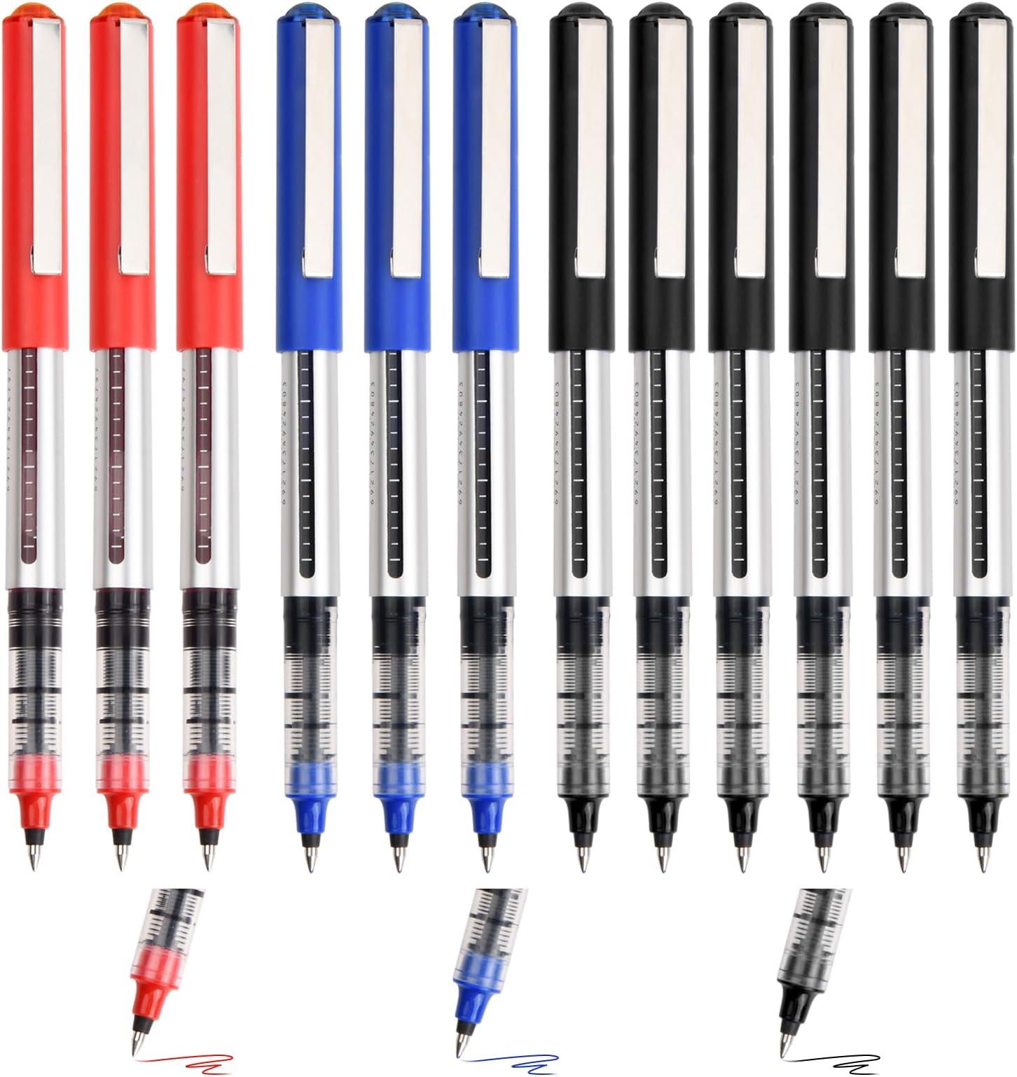 Liquid Ink Rollerball Pens, 12 Pack 0.5mm Stick Ballpoint Black Gel ...