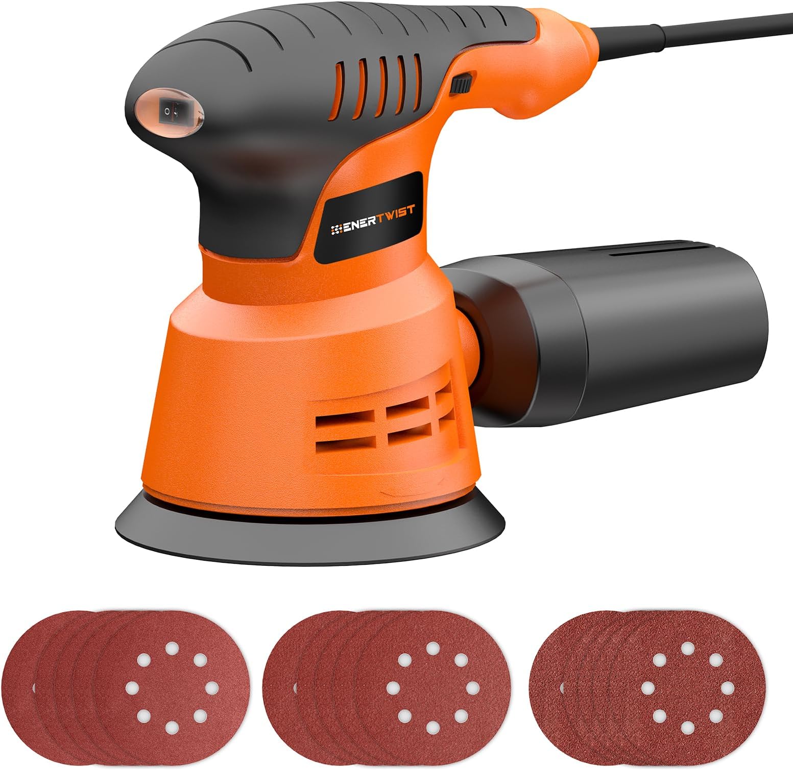 ENERTWIST 5 Inch Random Orbit Sander, 6 Variable Speeds 5000 to 12000 ...