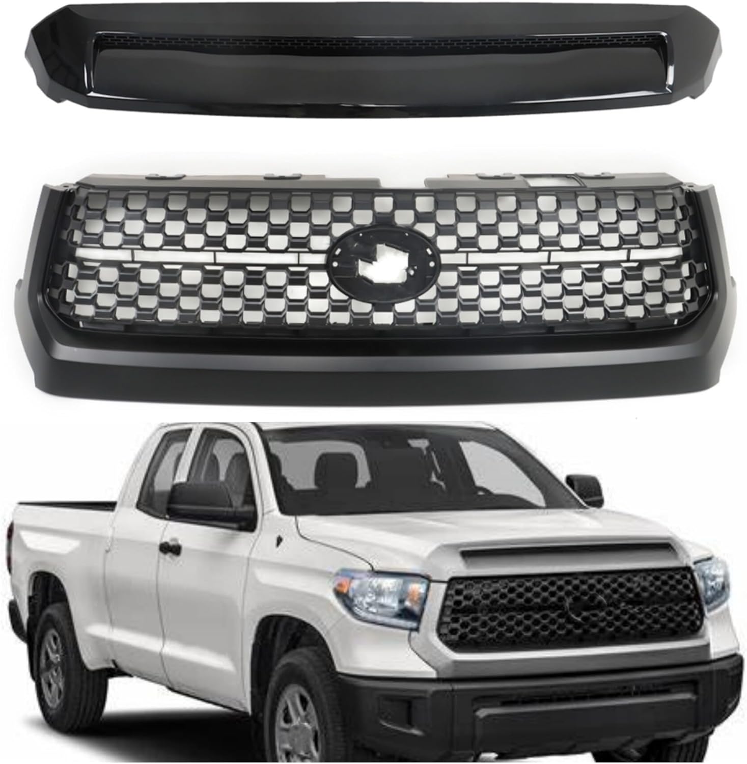 Amazon.com: waltyotur Black Front Grille & Hood Bulge Molding Set ...