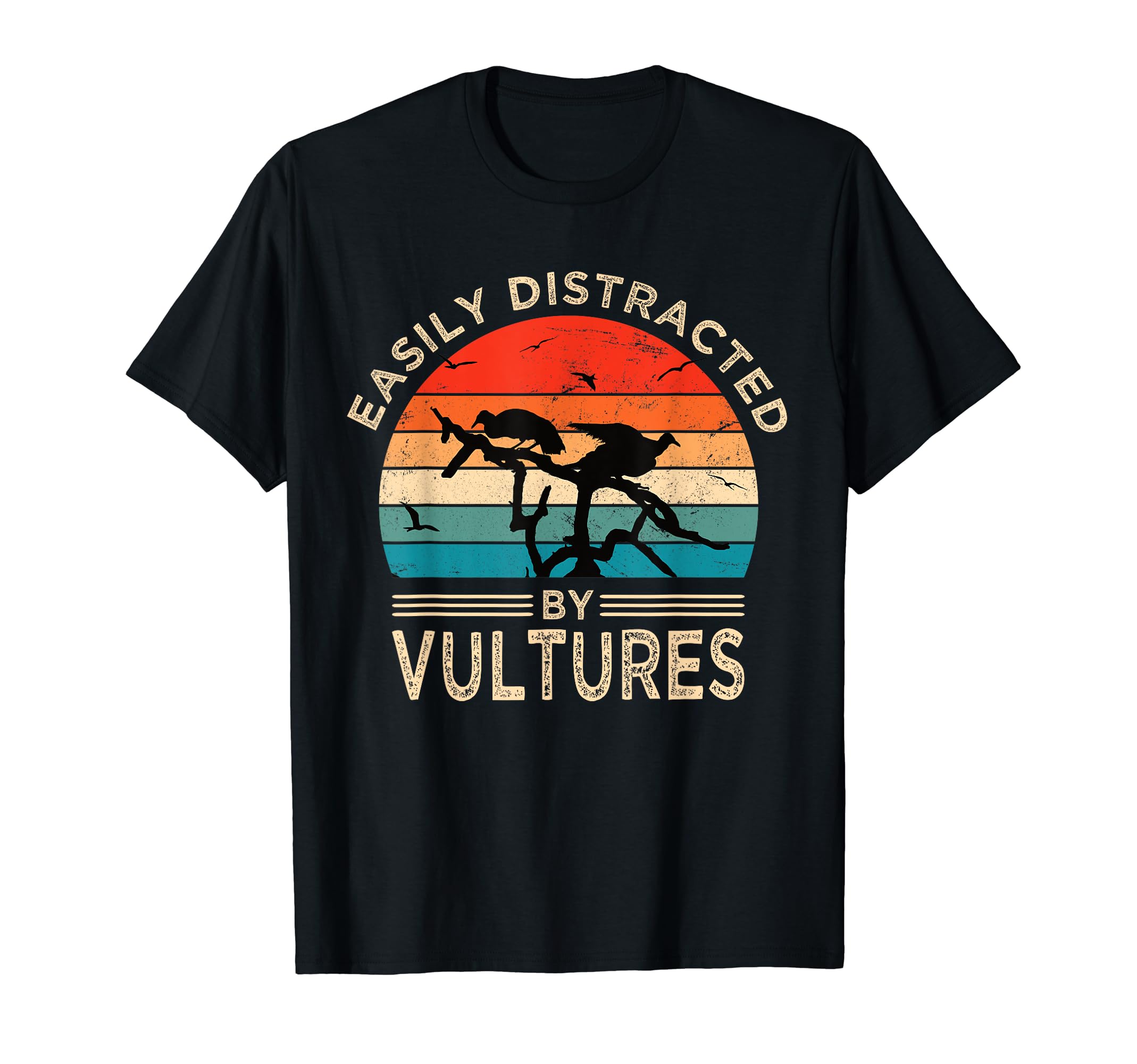 Amazon.com: Easily Distracted By Vultures Vintage Funny Vulture T-Shirt ...