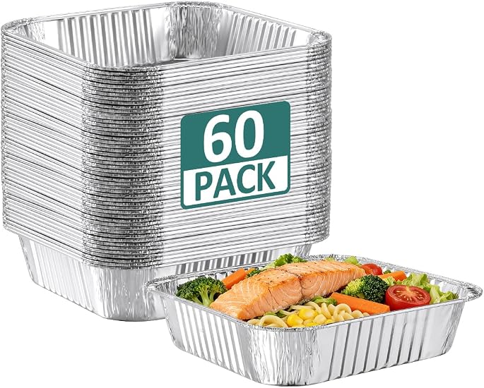 Amazon.com: NEEBAKE 60 Pack 8x8 Disposable Aluminum Baking Pans ...