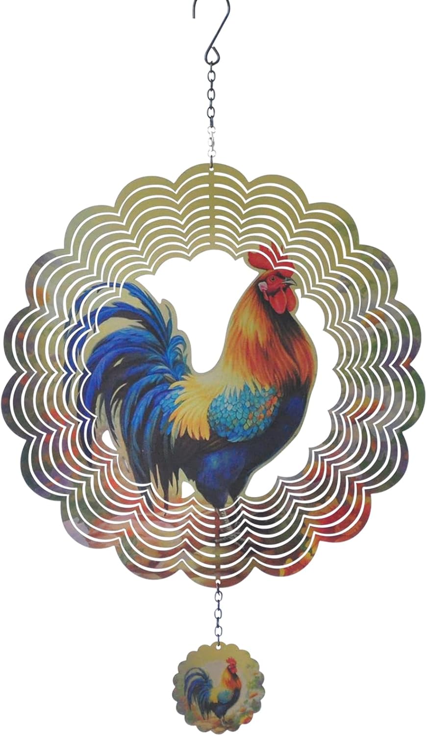 Amazon.com: Rooster Wind Spinners 3D Hanging Wind Spinner Outdoor ...
