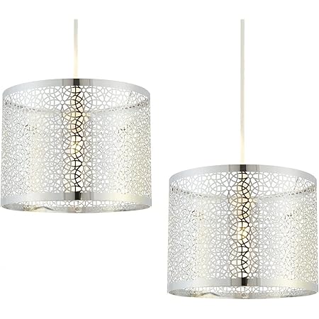 Pair of - Modern Chrome Globe Ceiling Light Shades with Acrylic Crystal ...