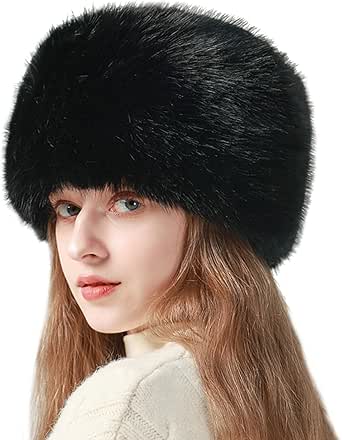 KAZZHA Russian Hats for Women Ladies Ushanka Fluffy Fur Hat Winter ...