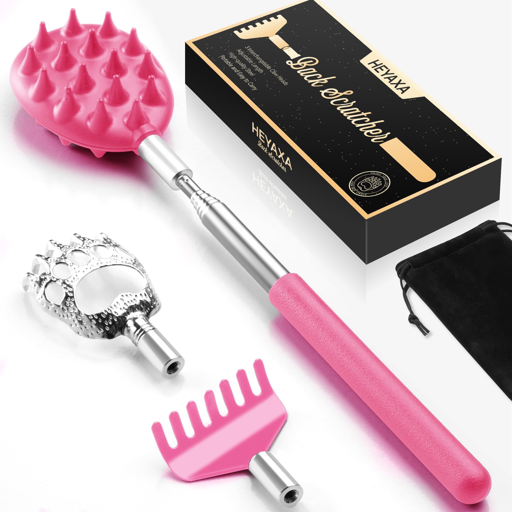 Amazon.com: HEYAXA Telescoping Back Scratcher with 3Pcs Detachable ...