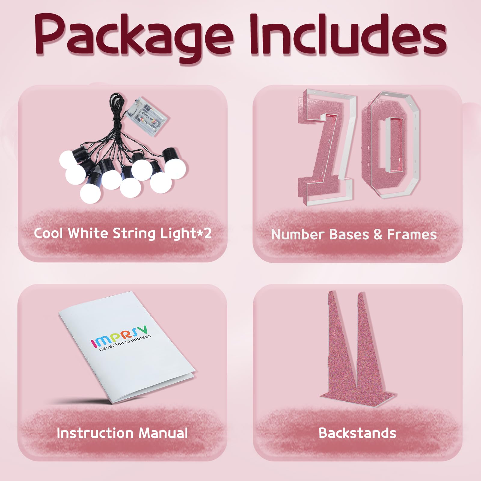Snapklik.com : Imprsv Marquee Numbers Pink 70th-Birthday Decorations ...