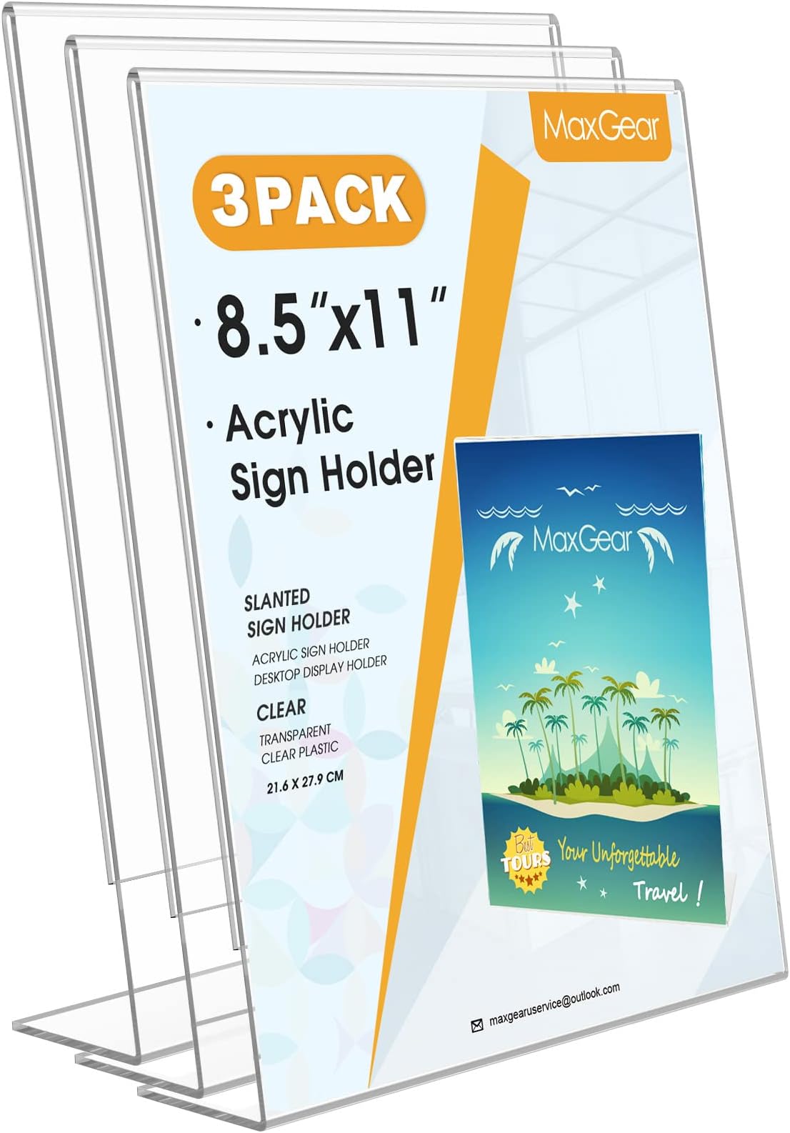 Amazon.com : Smarpau 8.5 x 11 Acrylic Sign Holder 3 Pack Slanted Sign ...
