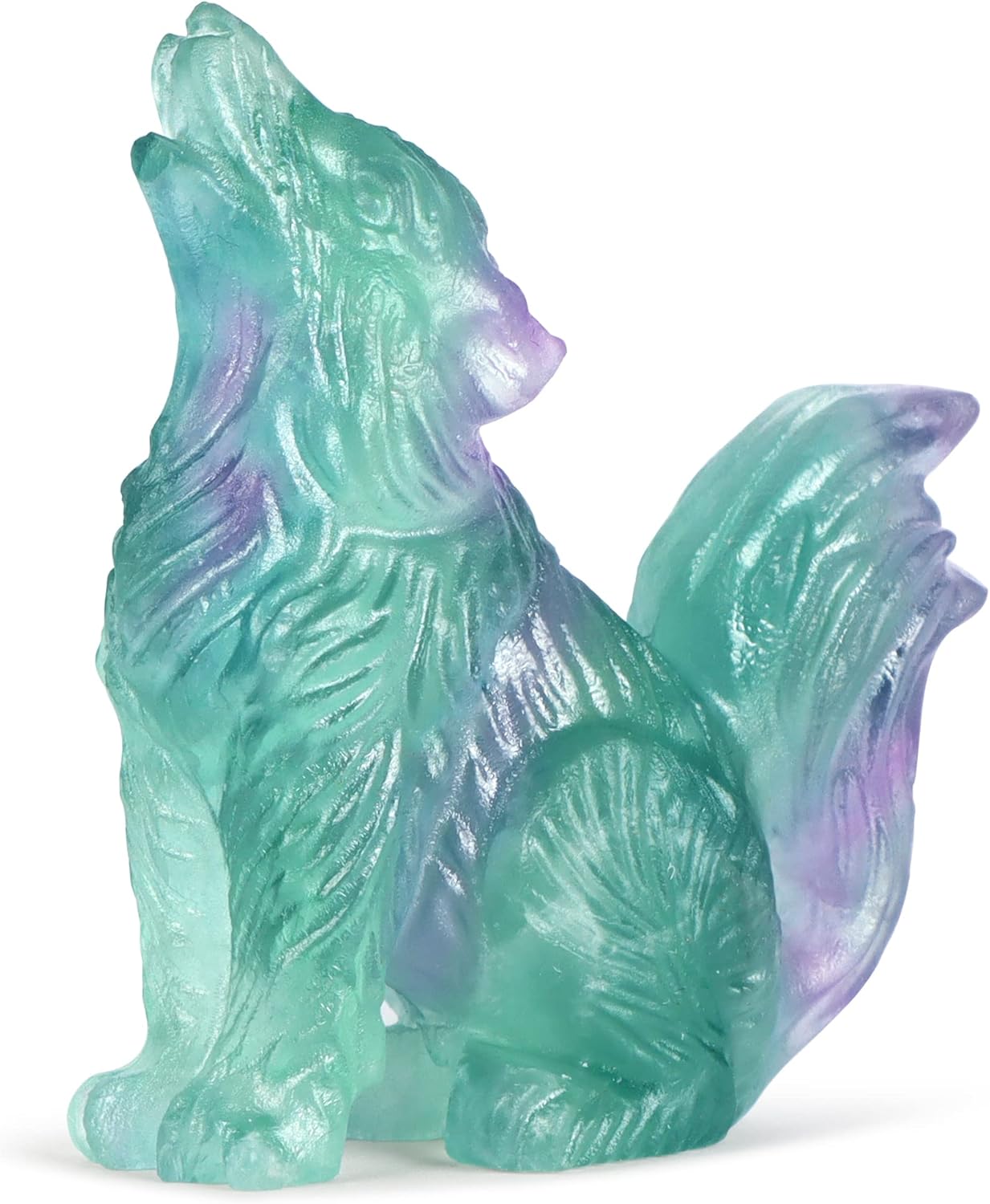 Amazon.com: Hxswkk Rainbow Fluorite 2" Crystal Wolf Statue Wolf ...
