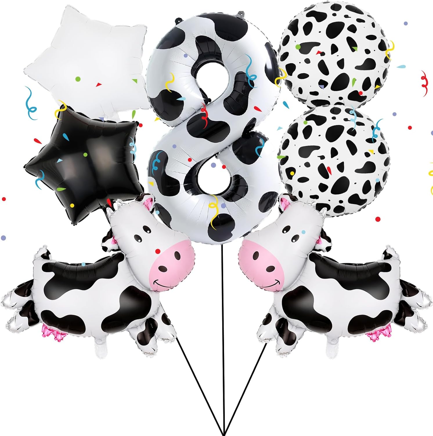 Amazon.com: 7 PCS Cow Foil Balloons,Cow Mylar Foil Balloon 8th Cow Farm ...