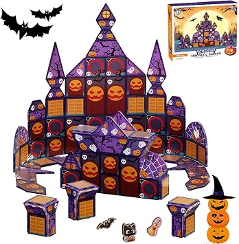 Amazon.com: 68 Pcs Halloween Magnetic Tiles Building Blocks Set for ...