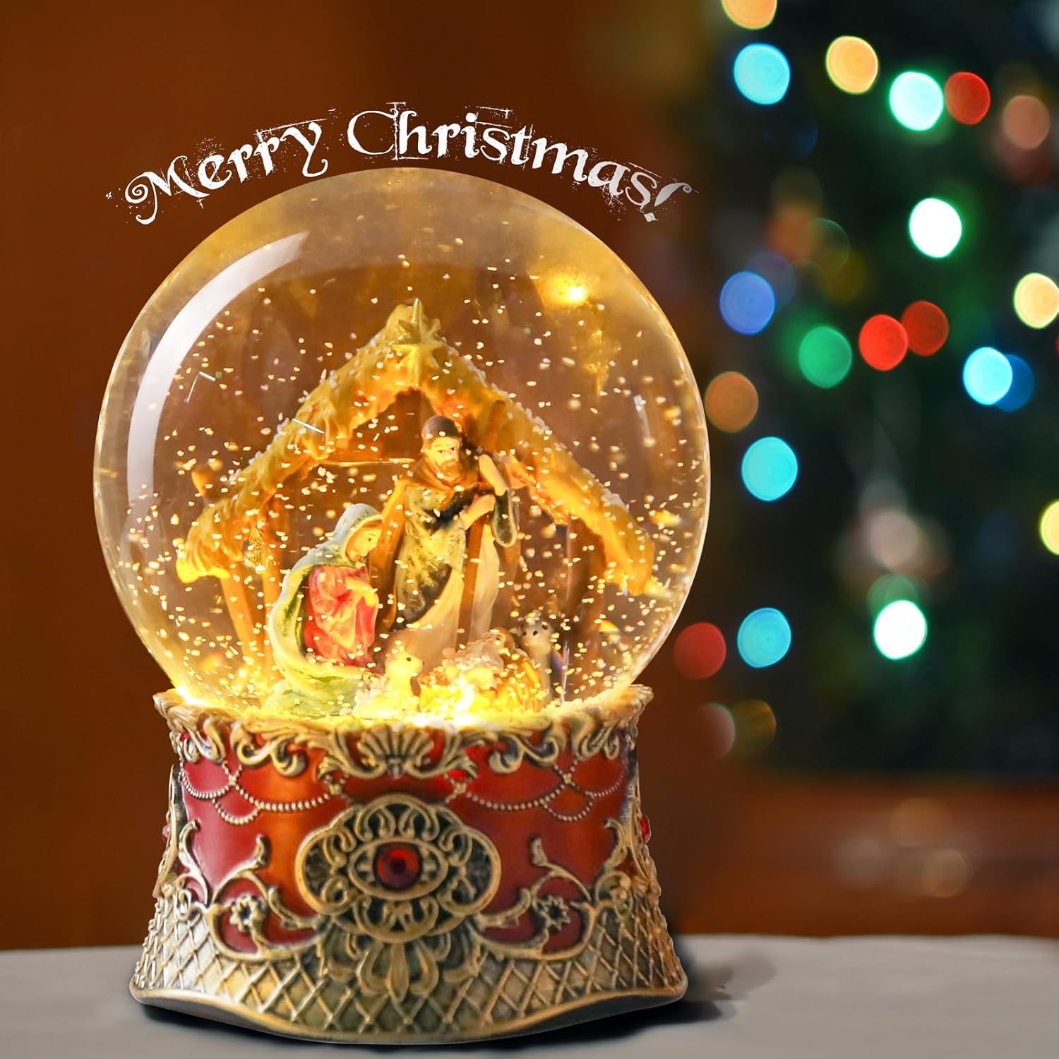 Amazon.com: Snow Globe Christmas Nativity Scene - Musical Snow Globe ...