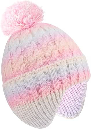 Amazon.com: GSFY Girls Boys Knit Winter Beanie Hat with Earflaps ...