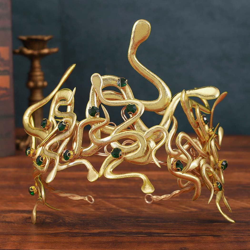 Amazon.com : Yean Medusa Snake Headband Gold Snakes Greek Goddess ...