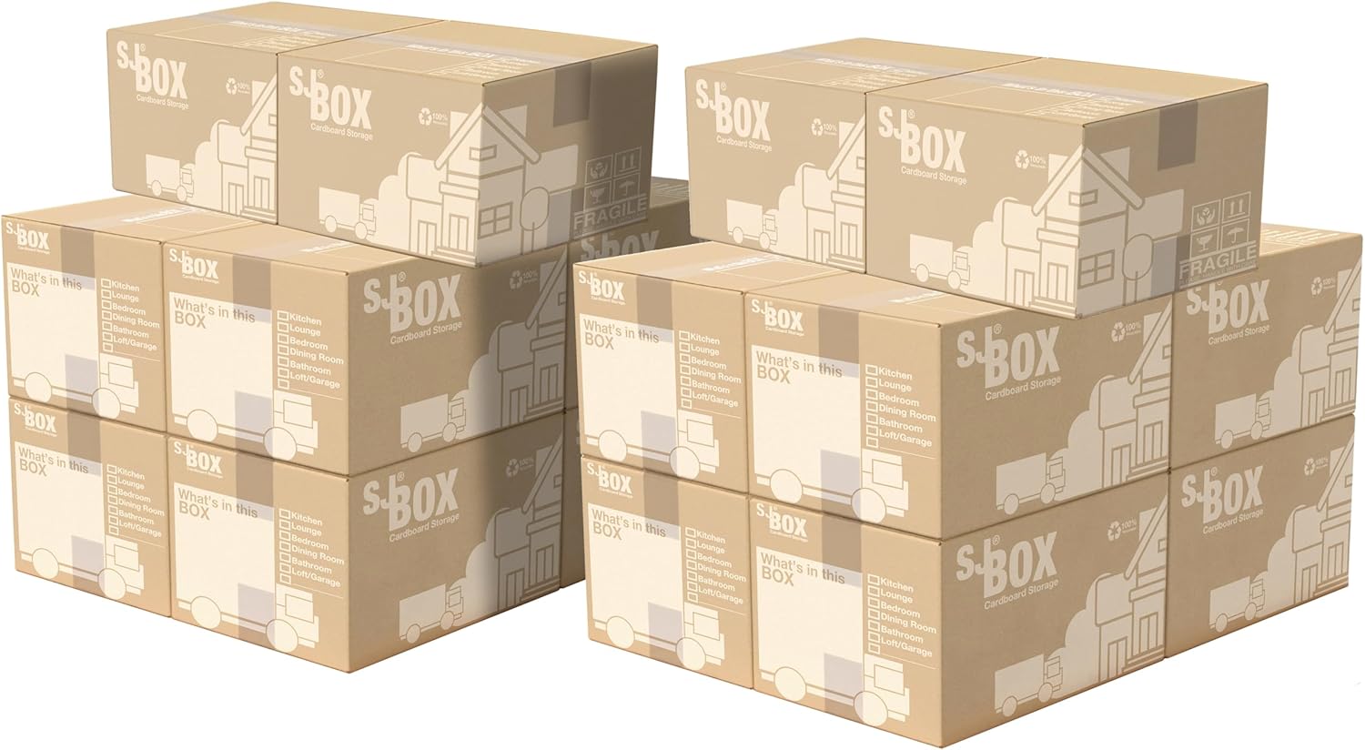 S&J 20 Strong Large Cardboard Storage Packing Moving House Boxes with ...
