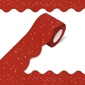 Amazon.com: 70Ft Shine Scalloped Bulletin Board Border- Red Bulletin ...