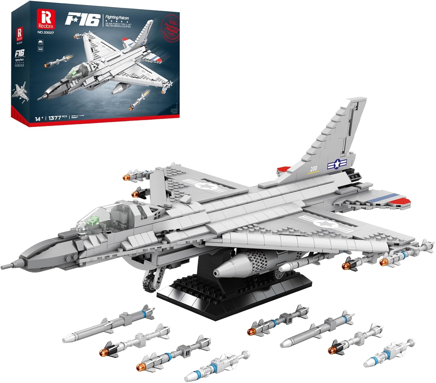 Amazon.com: Reobrix F-16 Fighter Jet Building Sets,Military Fighter ...