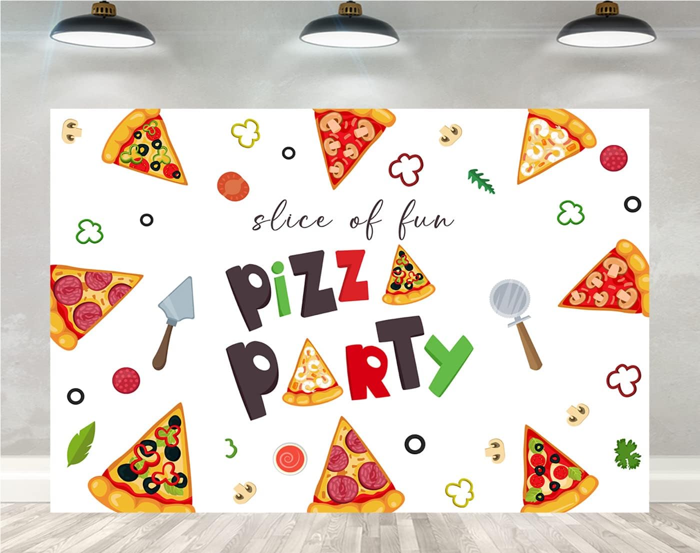 Amazon.com : Ticuenicoa 5×3ft Pizza Party Backdrop Slice of Fun Pizza ...