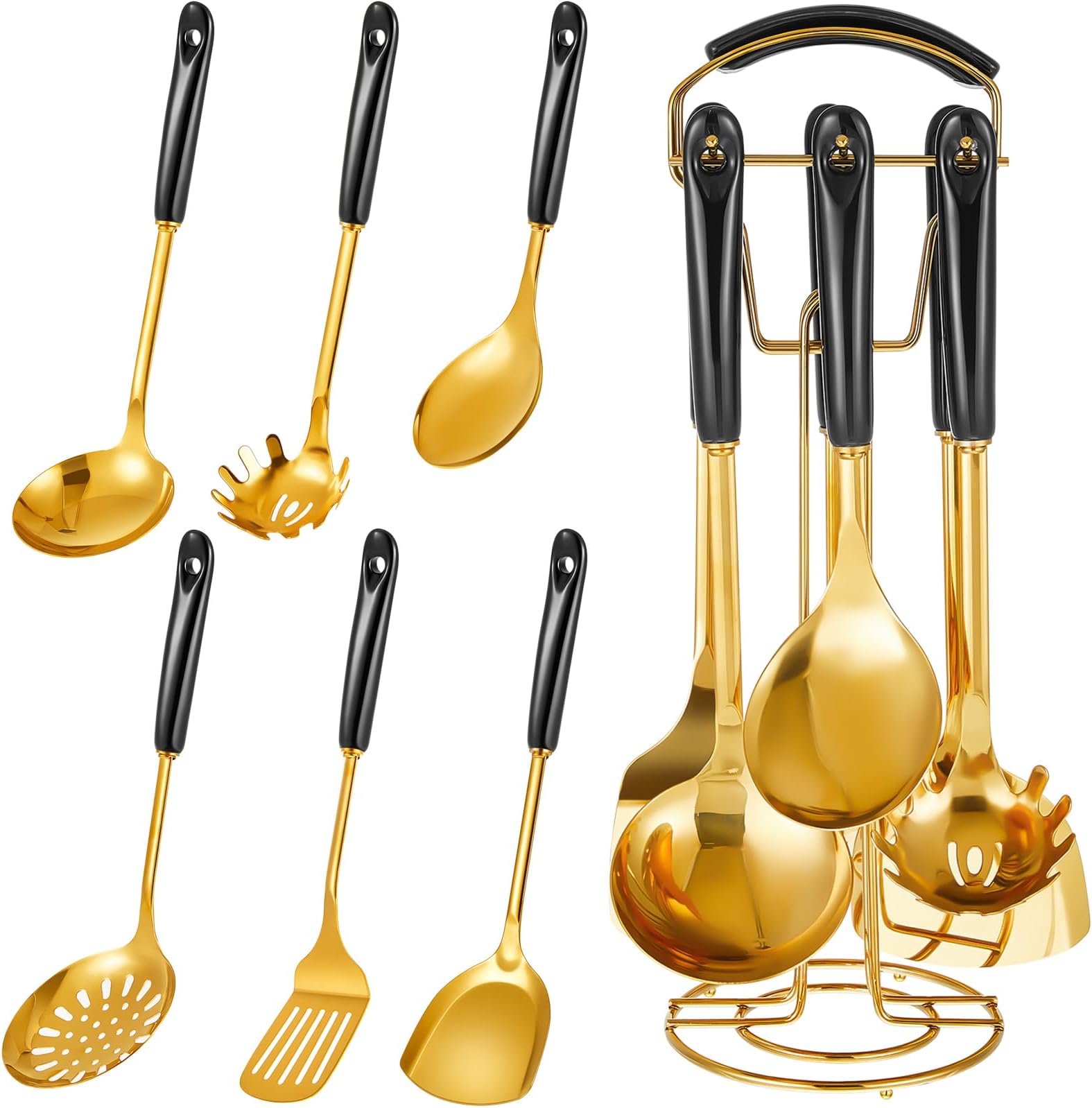 Amazon.com: Black and Gold Kitchen Utensils Set with Holder - 7PC Gold ...
