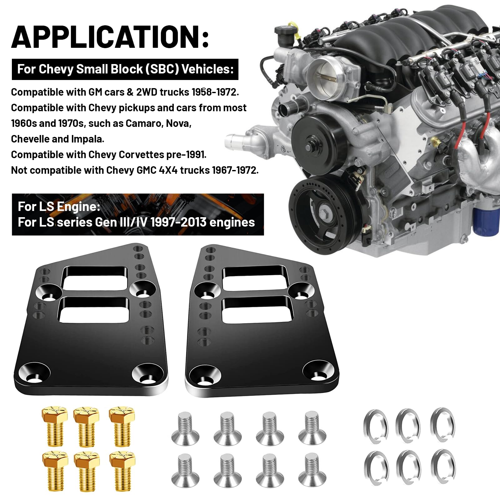 Snapklik.com : For LS Swap Motor Mounts Adapter Plates - For SBC ...