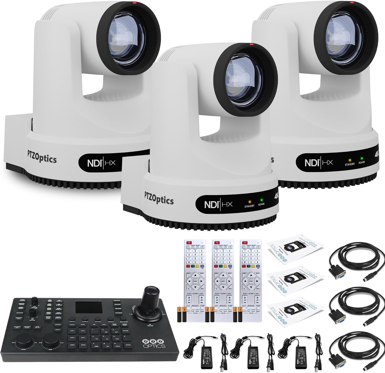 3 x PTZOptics Move 4K SDI/HDMI/USB/IP PTZ Camera with 20x Optical Zoom ...