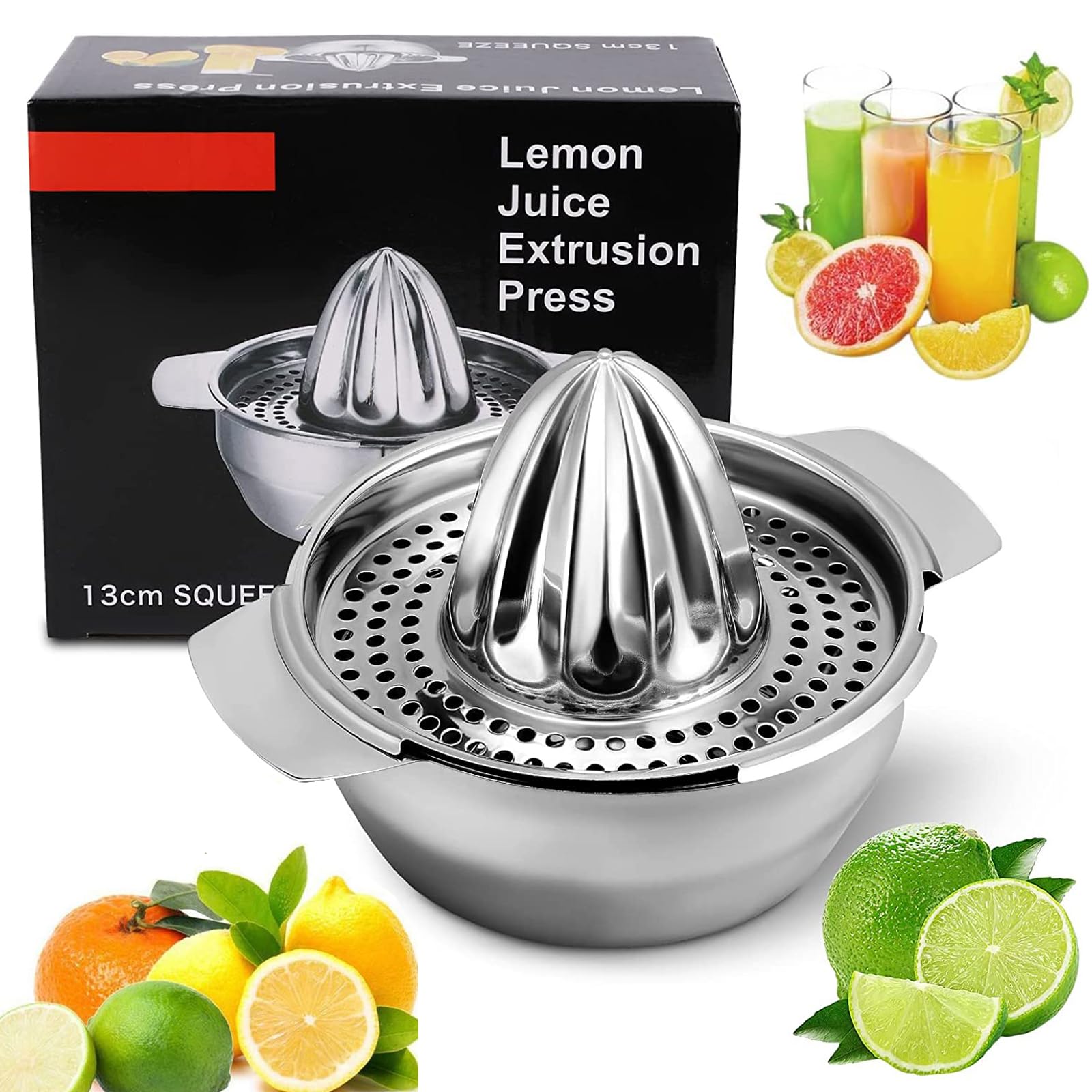 Manual Fruit Juicer, Stainless Steel Citrus Lemon Orange Grapefruit ...