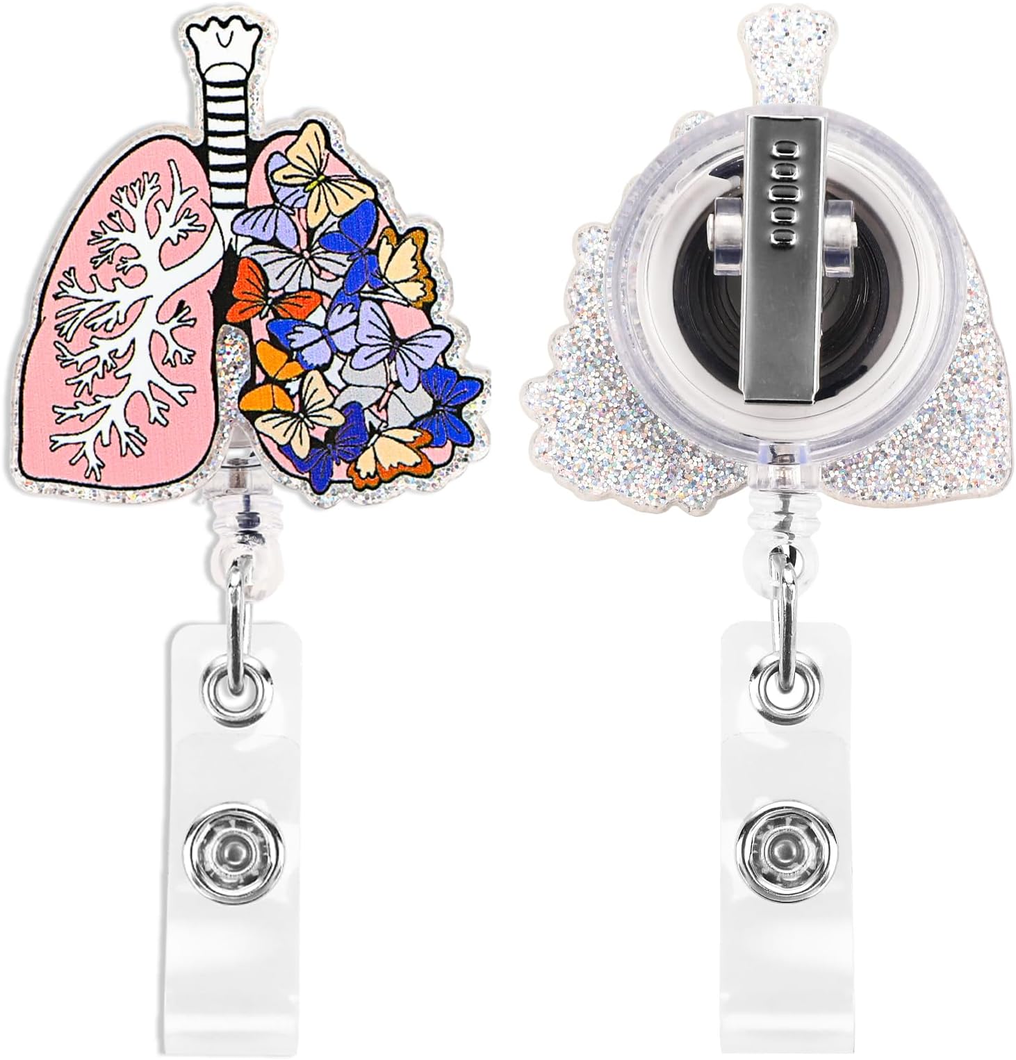 Amazon.com : Nurse Badge Reels Retractable Flower Lungs Nurse Name Tag ...