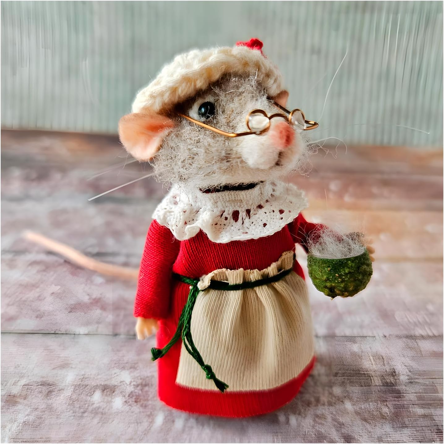 Amazon.com: DD Cute Wool Felted Mouse Christmas Decoration, 5pcs Set ...