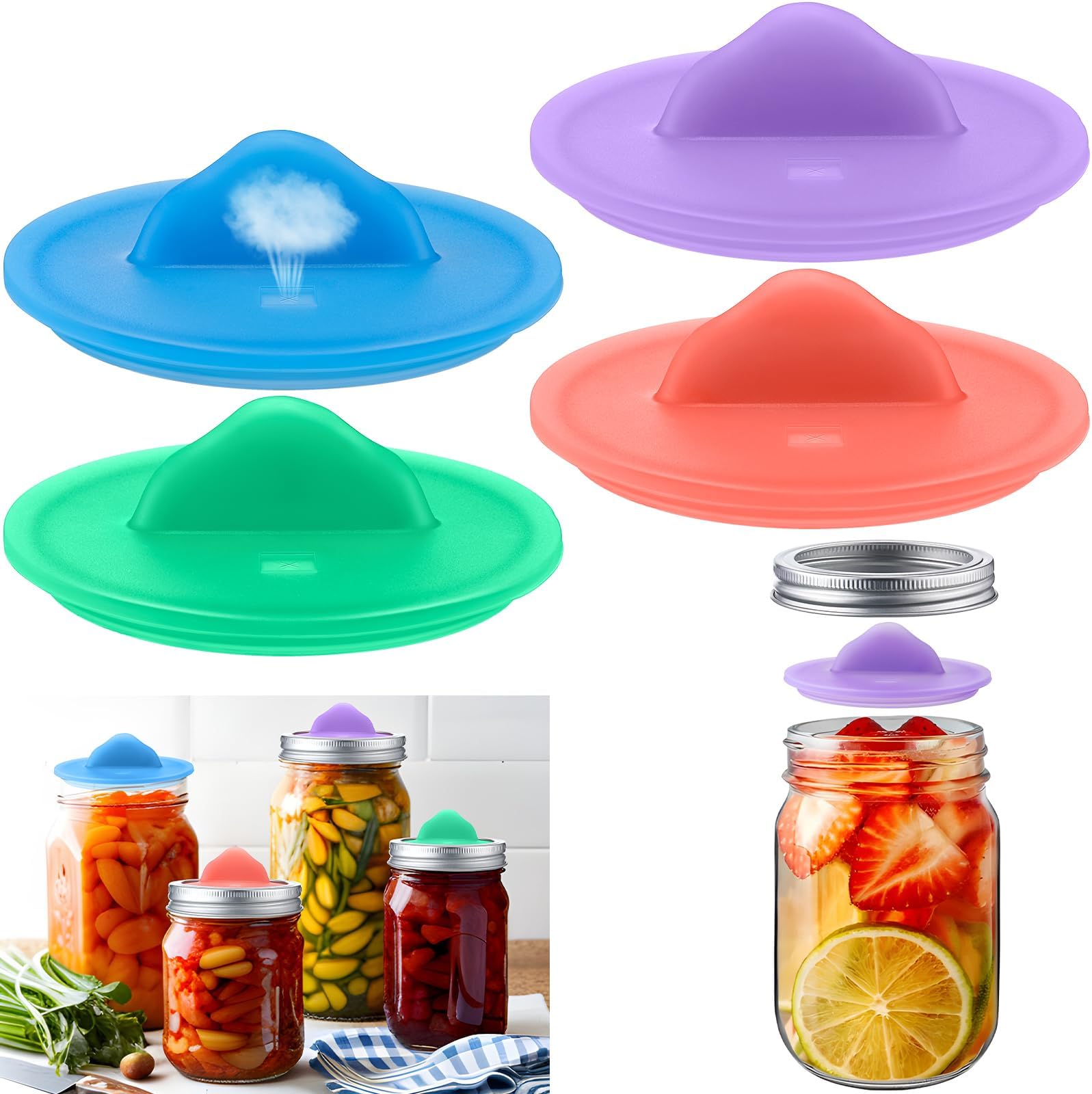 Amazon.com: Fermentation Lids for Wide Mouth Mason Jars - One Way ...