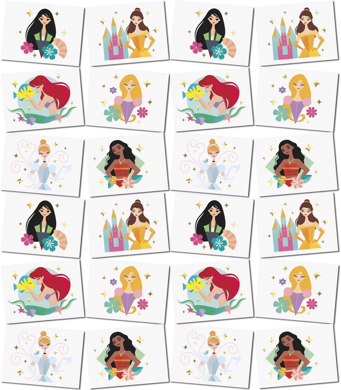Amazon.com: Disney Princess Multi-color Paper Tattoos (Pack of 24 ...