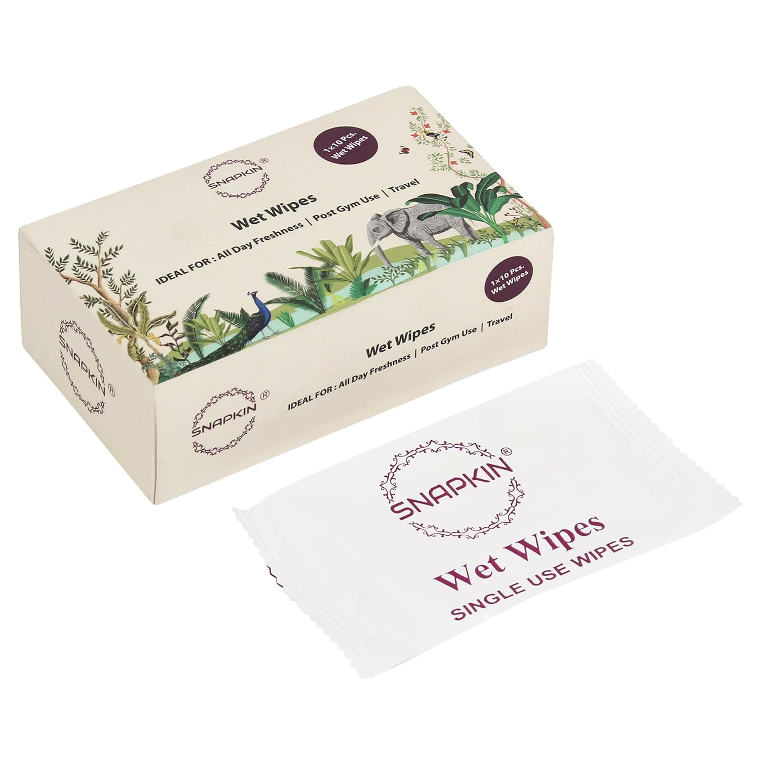 Amazon.in: Buy SNAPKIN Wet Wipes Pack of 4 Boxes - 10 Single-Use Wipes ...