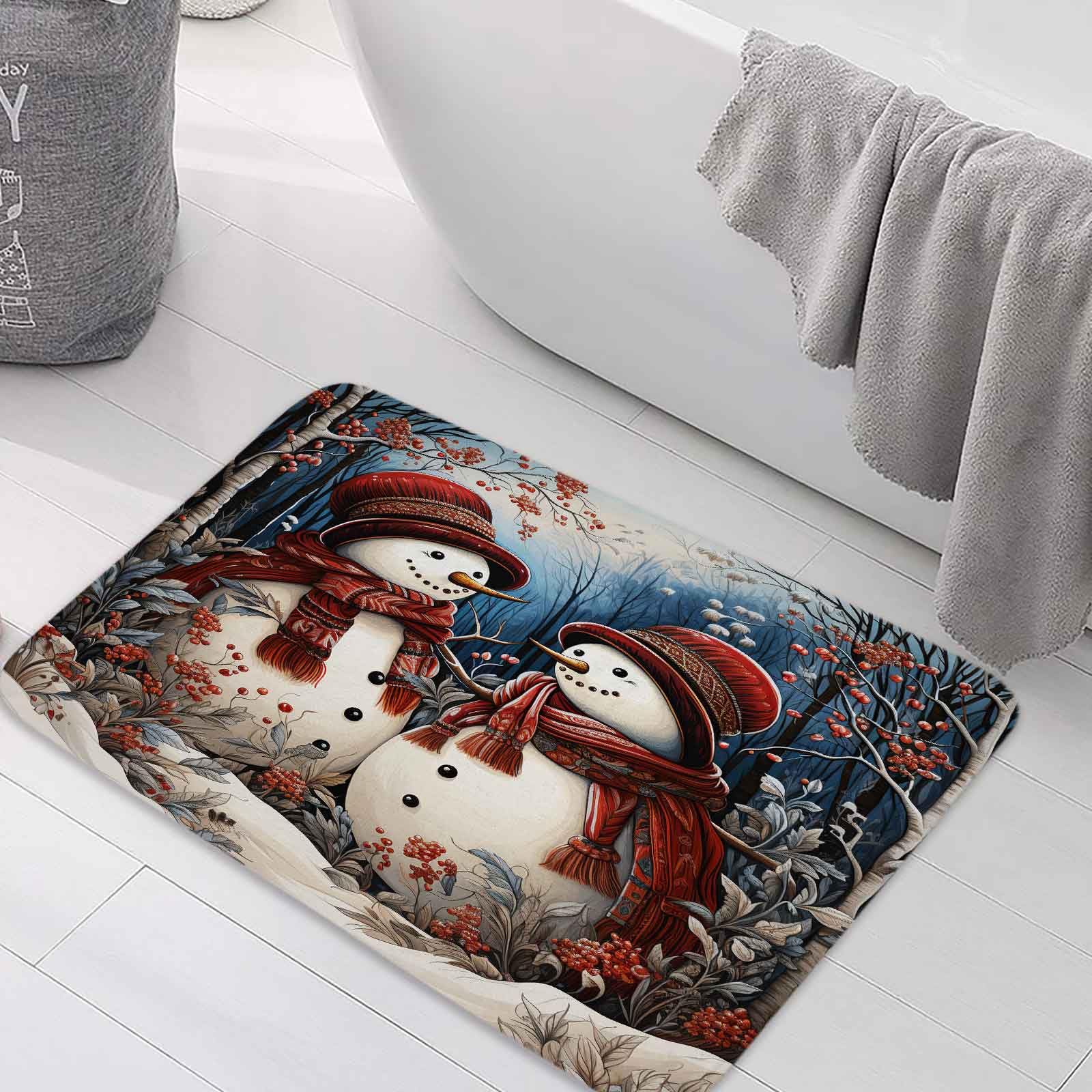 Amazon.com: MCKTOM Christmas Snowman Bathroom Rugs Extra Soft Bath Mat ...