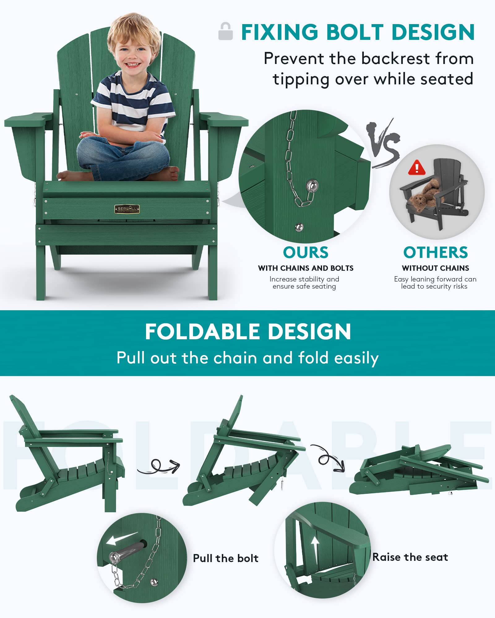 Snapklik.com : SERWALL Folding Adirondack Chair Painted Adirondack ...