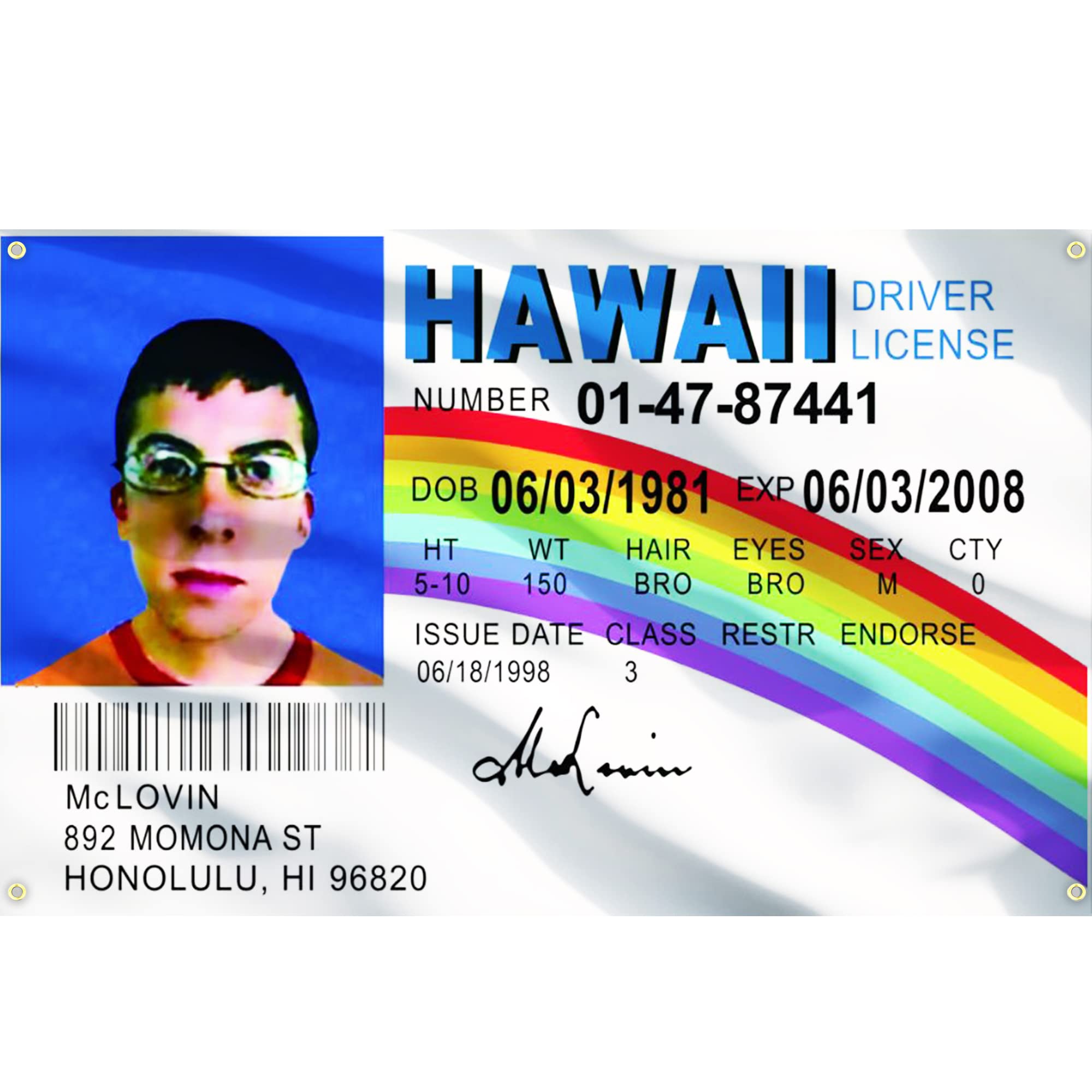 Fenglfly Manufacturer flag of McLovin HAWALL Driver License Flag 3x5ft ...