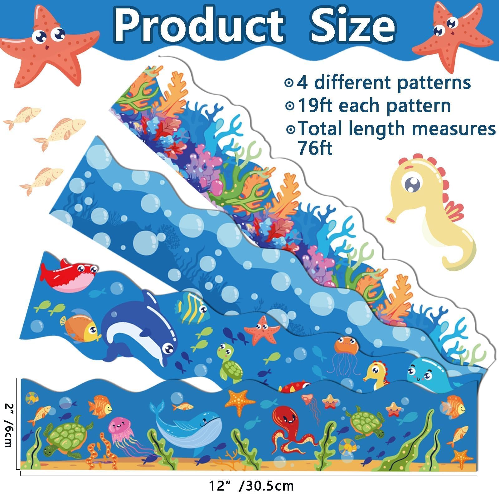 Snapklik.com : 76Ft Ocean Bulletin Board Borders, Summer Ocean Theme ...