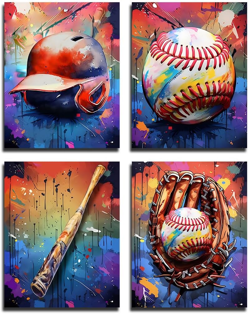Amazon.com: AIOCDIT Baseball Wall Art Prints Boys Room Wall Decor,Gift ...