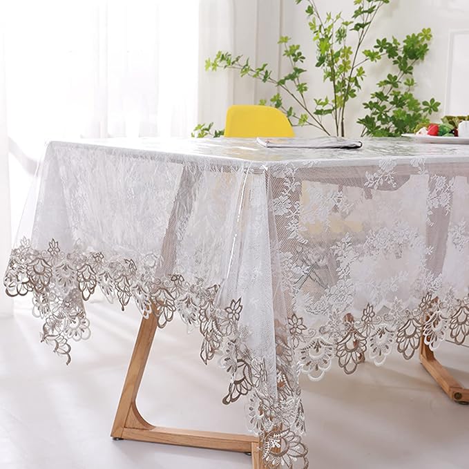 Amazon.com: Fhberni Clear Plastic Rectangle Tablecloth Waterproof Vinyl ...