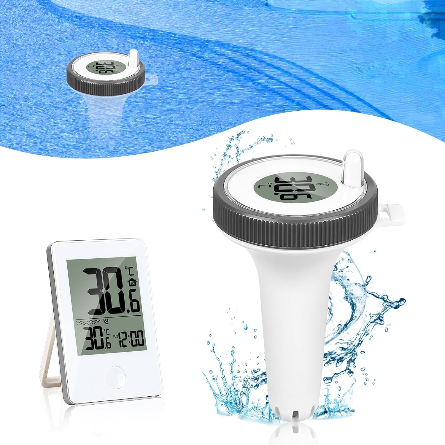 Amazon.com: Pool Thermometer Floating Easy Read with Indoor Temperature ...