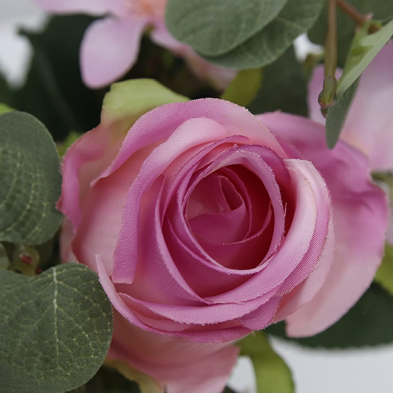 AkoMatial Flor artificial pétalo de varias capas rosa realista ...