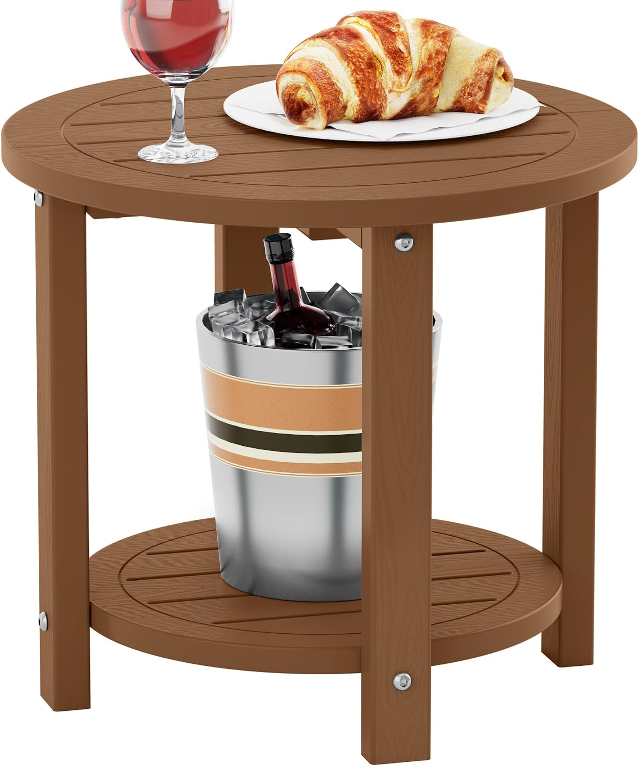 Amazon.com : YEFU Outdoor Side Table for Patio: 16in HIPS Small Round ...
