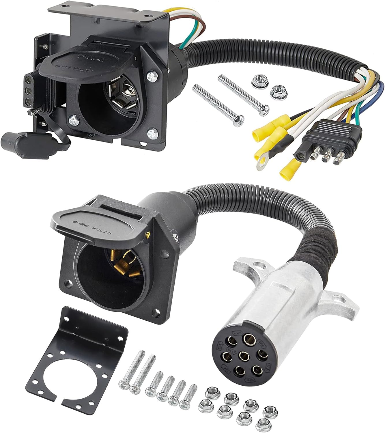 Amazon.com: Oyviny 7 Pin Round to 7 Pin RV Trailer Adapter with ...