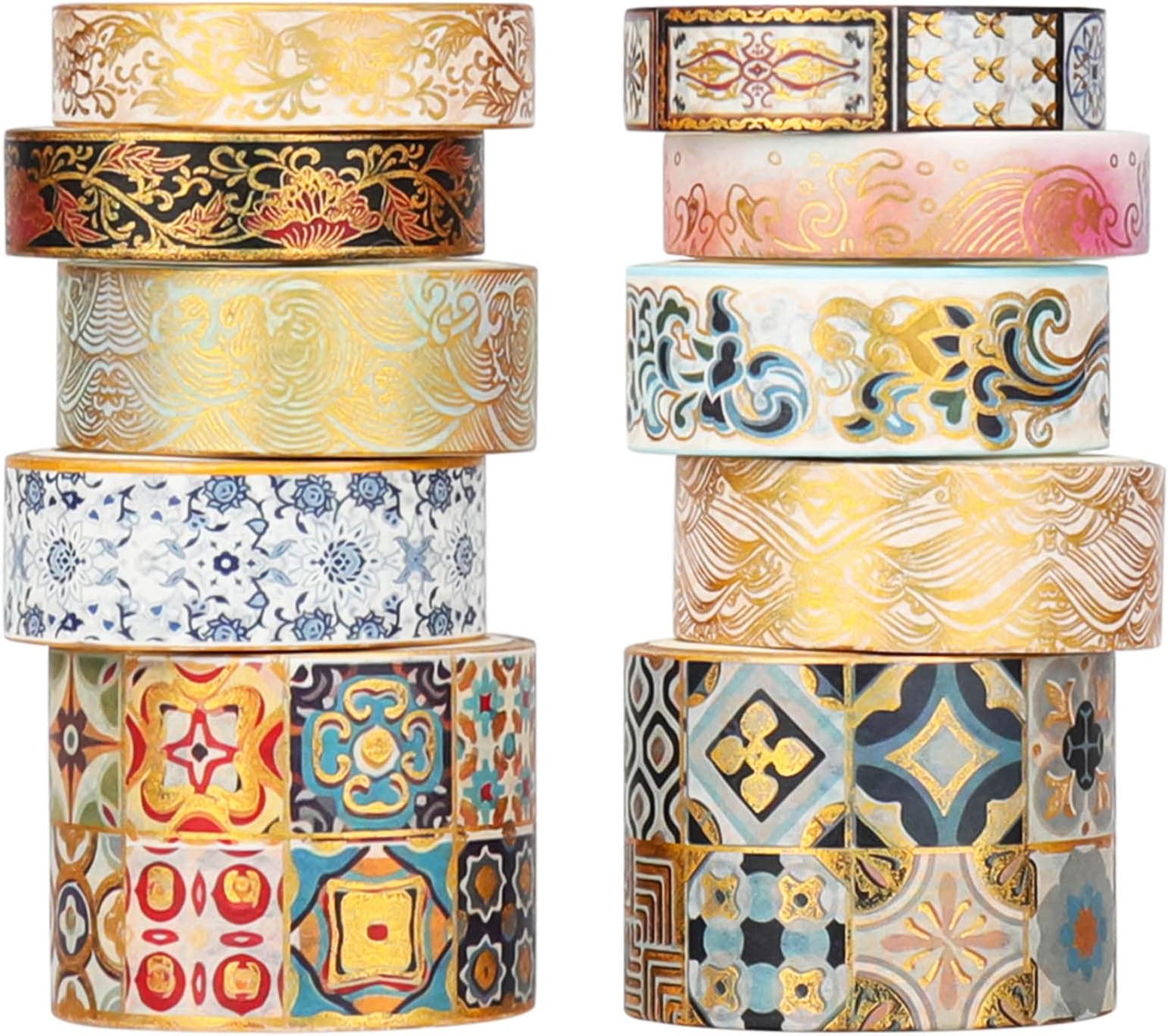 YUBX Skinny Galaxy Washi Tape Set 30 Rolls Gold Foil Decorative Starry ...